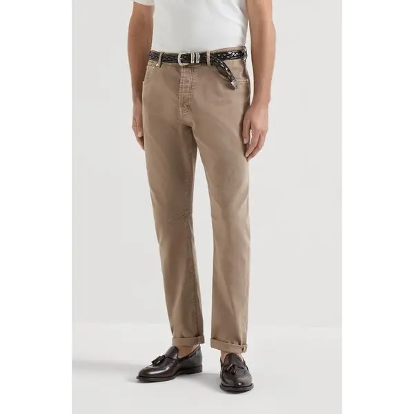Brunello Cucinelli Garment-dyed Denim Trousers - Light Brown