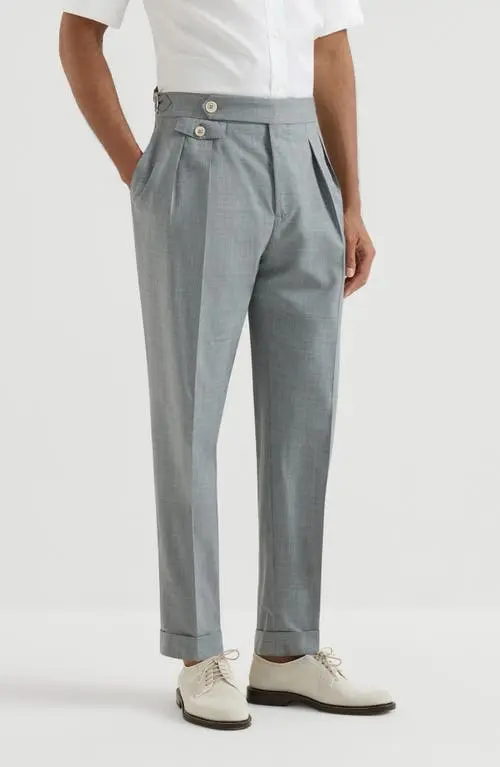 Brunello Cucinelli Trousers With Double Pleats And Tabs - Grey