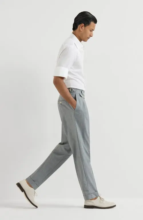 Brunello Cucinelli Trousers With Double Pleats And Tabs - Grey