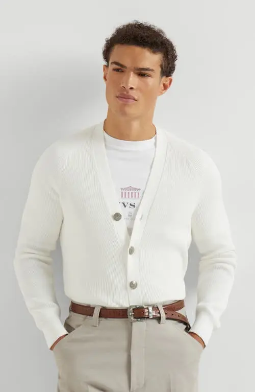 Brunello Cucinelli English Rib Knit Cardigan - Panama
