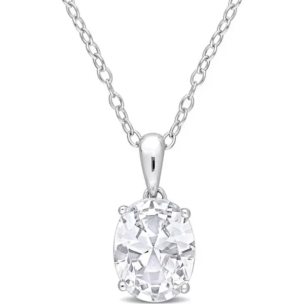 JULIANNA B. Oval Solitaire Pendant Necklace - Sterling Silver
