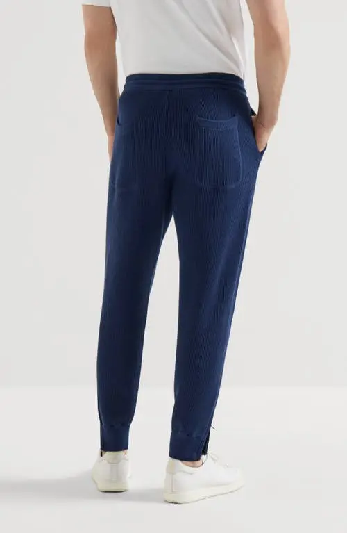 Brunello Cucinelli Cotton Knit Trousers - Azure
