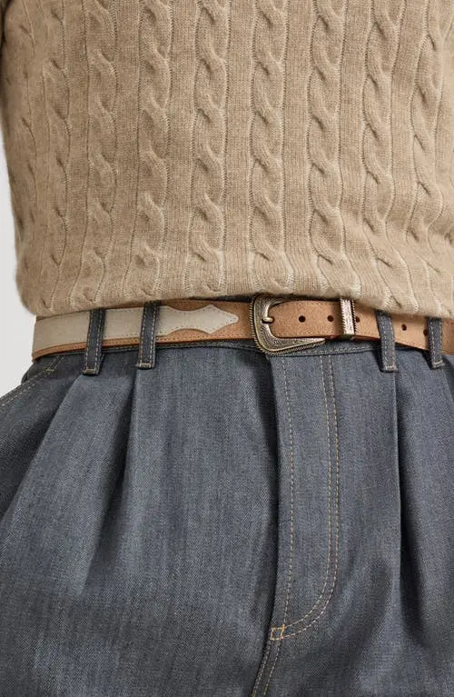Brunello Cucinelli Reversed Calfskin Belt - Light Brown