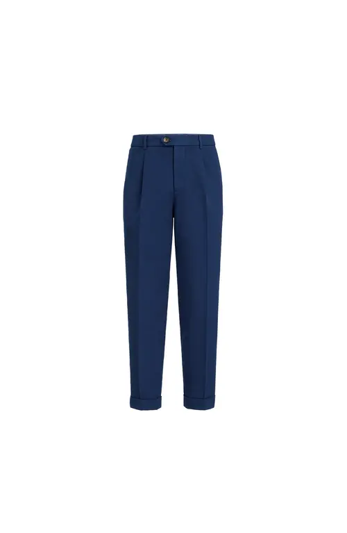 Brunello Cucinelli Gabardine Garment-dyed Trousers - Blue