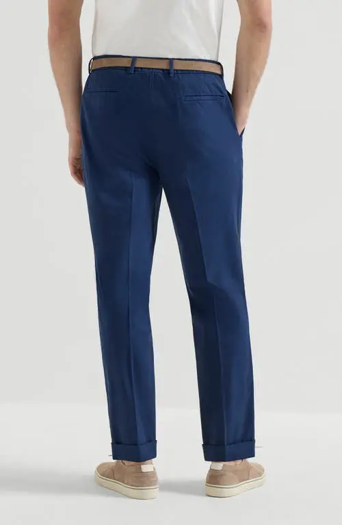 Brunello Cucinelli Gabardine Garment-dyed Trousers - Blue