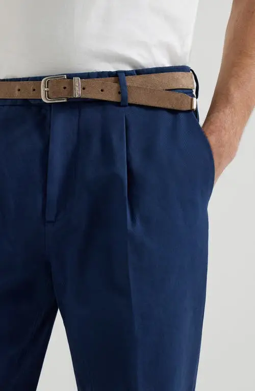 Brunello Cucinelli Gabardine Garment-dyed Trousers - Blue