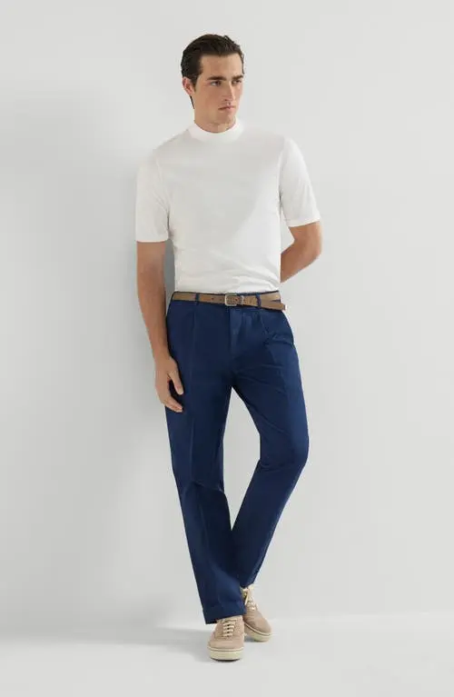 Brunello Cucinelli Gabardine Garment-dyed Trousers - Blue