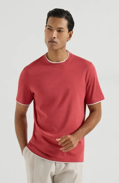 Brunello Cucinelli T-shirt With Faux-layering - Strawberry