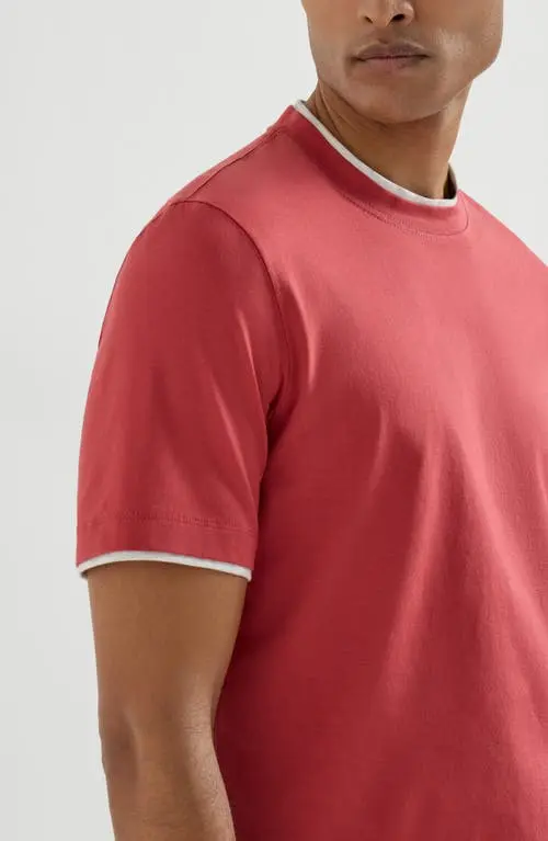 Brunello Cucinelli T-shirt With Faux-layering - Strawberry