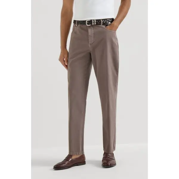 Brunello Cucinelli Garbadine Garment Dyed Trousers - Hazelnut