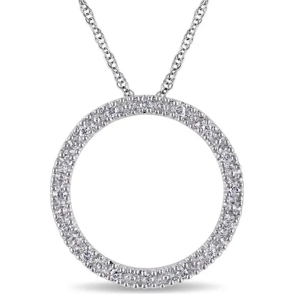 JULIANNA B. Diamond Circle Pendant Necklace - 10k White Gold