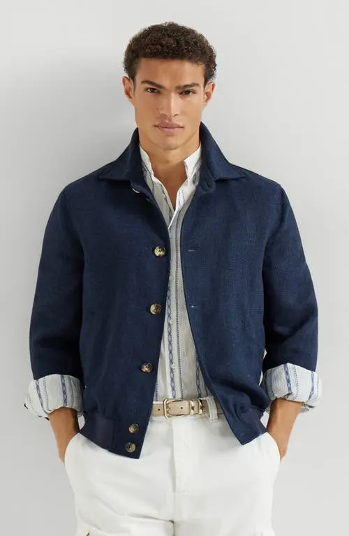 Brunello Cucinelli Hopsack Outerwear Jacket - Navy Blue