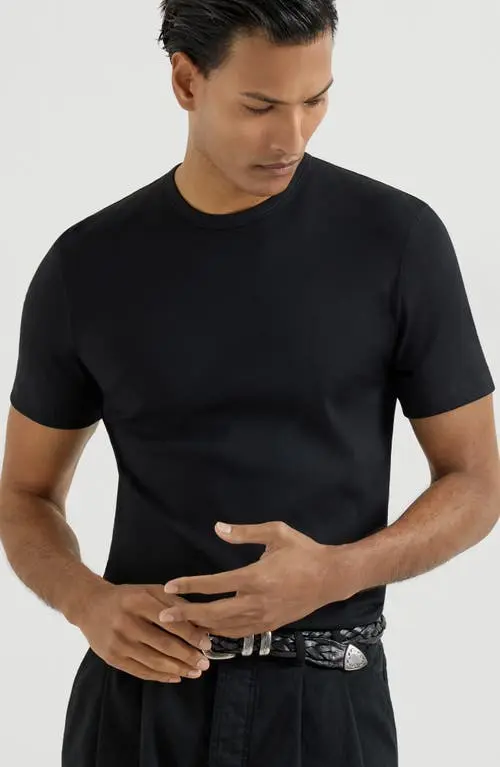 Brunello Cucinelli Ribbed Jersey T-shirt - Black