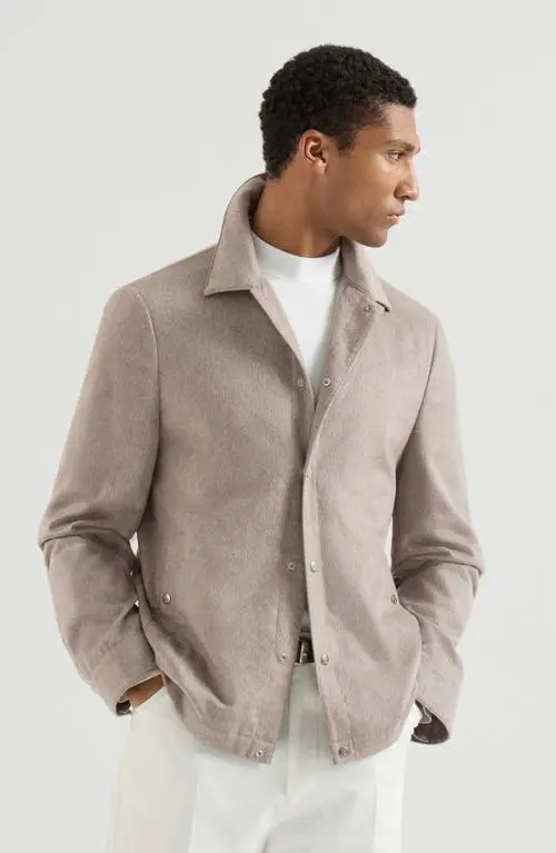 Brunello Cucinelli Cashmere Flannel Outerwear Jacket - Light Brown