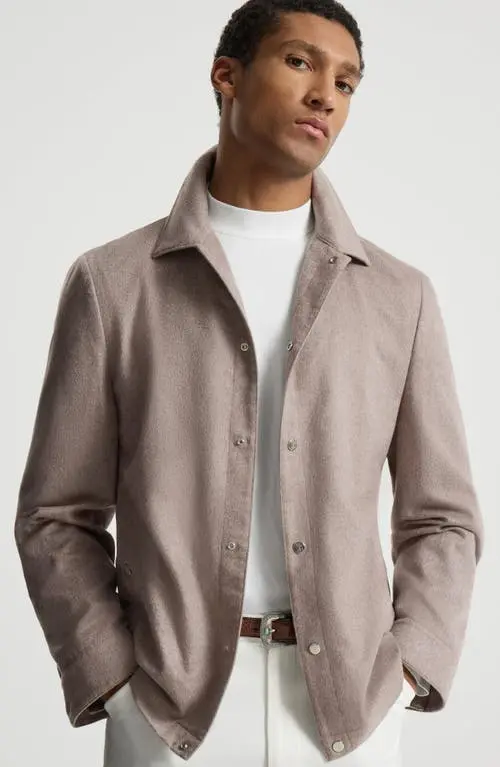Brunello Cucinelli Cashmere Flannel Outerwear Jacket - Light Brown
