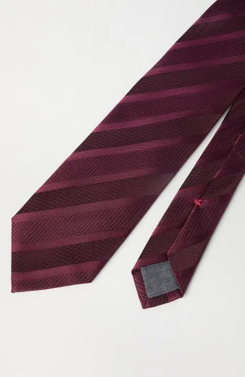 Brunello Cucinelli Striped Silk Necktie - Cherry