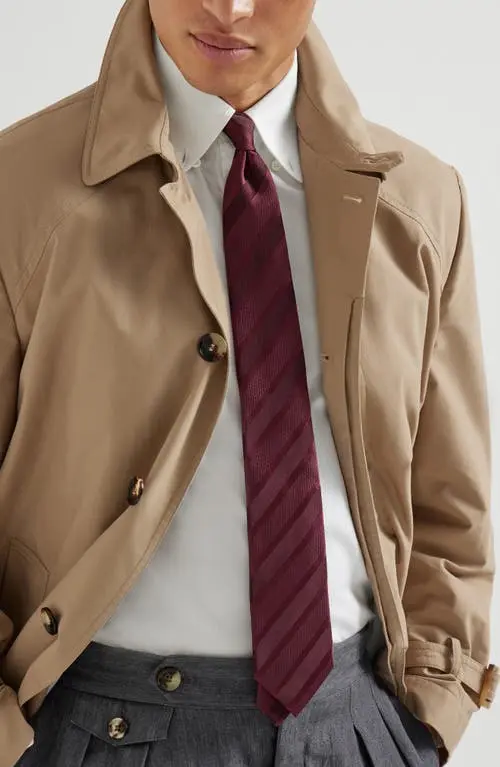 Brunello Cucinelli Striped Silk Neck Tie - Cherry