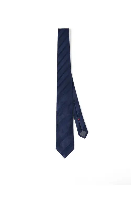 Brunello Cucinelli Striped Silk Necktie - Navy Blue