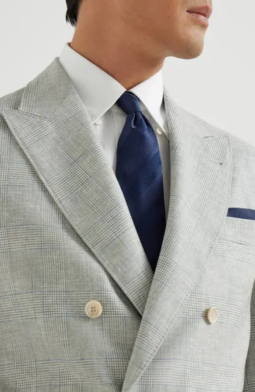Brunello Cucinelli Striped Silk Neck Tie - Navy Blue
