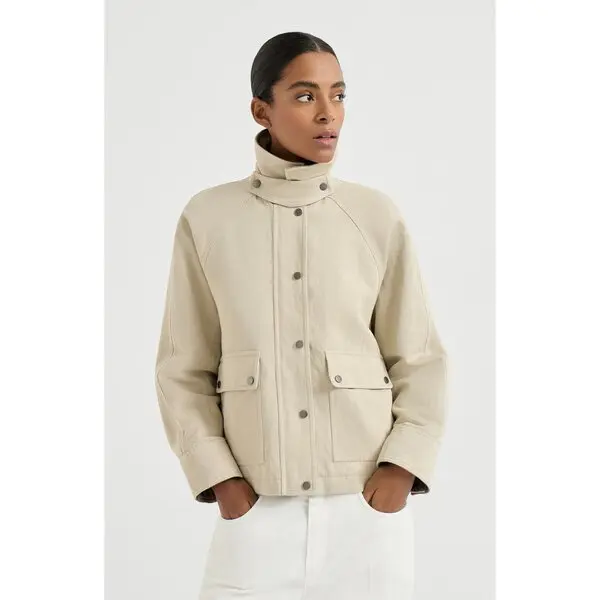 Brunello Cucinelli Canvas Outerwear Jacket - Beige