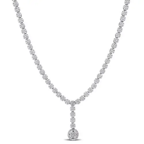 JULIANNA B. Cubic Zirconia Lariat Necklace - Sterling Silver