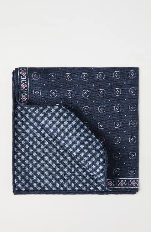 Brunello Cucinelli Silk Pocket Square - Navy Blue