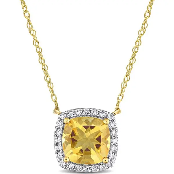 JULIANNA B. Diamond And Cushion Halo Necklace - Citrine