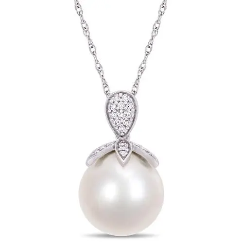 JULIANNA B. 10k Pearl And Diamond Pendant Necklace - 10k White Gold