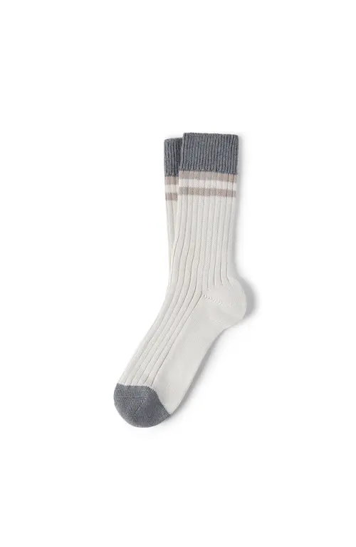 Brunello Cucinelli Striped Cotton Ankle Socks - Panama