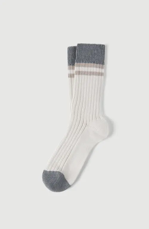 Brunello Cucinelli Striped Cotton Ankle Socks - Panama