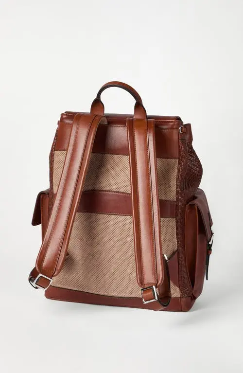Brunello Cucinelli Calfskin And Cowhide Backpack - Cognac