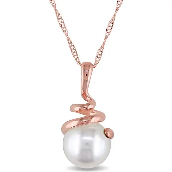 JULIANNA B. 14k Rose Gold Cultured Swirl Pendant Necklace - Pearl