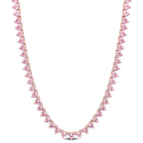 JULIANNA B. Heart-cut Cubic Zirconia Tennis Necklace - Pink Cz