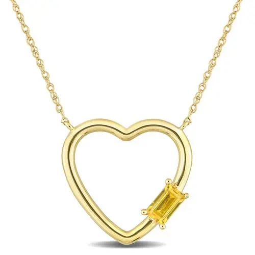 JULIANNA B. 10k Gemstone Open Heart Pendant Necklace - Sapphire/yellow Gold