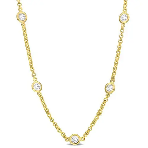 JULIANNA B. Cubic Zirconia Station Necklace - Yellow-plated