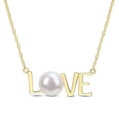 JULIANNA B. 10k Yellow Gold Cultured Pearl Necklace - Love