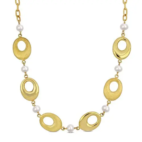 JULIANNA B. Oval Link Station Necklace - Pearl