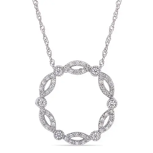 JULIANNA B. Created White Sapphire And Diamond Necklace - 10k White Gold