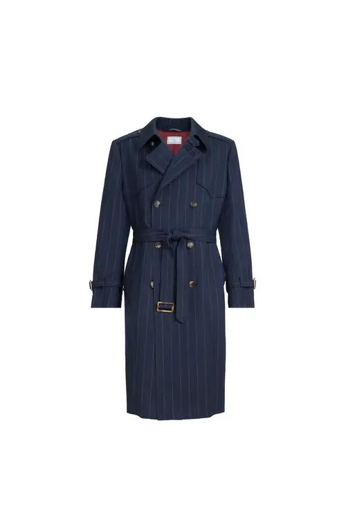 Brunello Cucinelli Chalk Stripe Trench - Blue