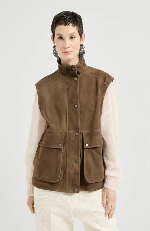 Brunello Cucinelli Couture Suede Vest - Brown