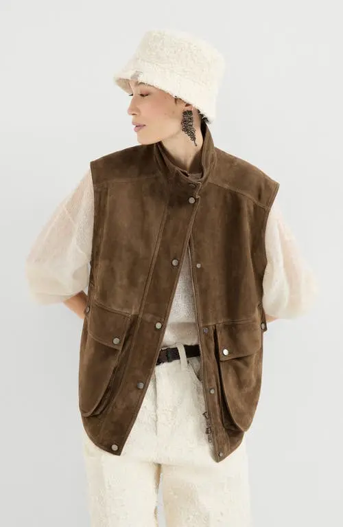 Brunello Cucinelli Couture Suede Vest - Brown