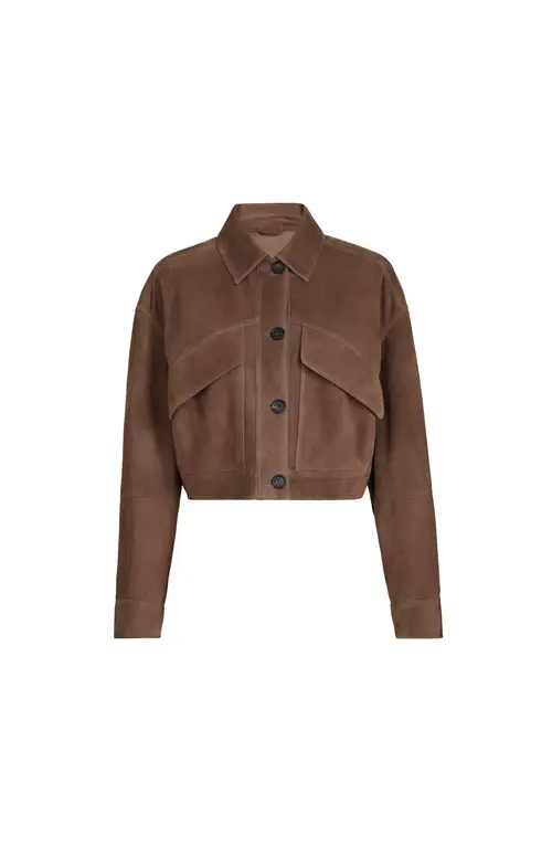 Brunello Cucinelli Couture Suede Cropped Outerwear Jacket