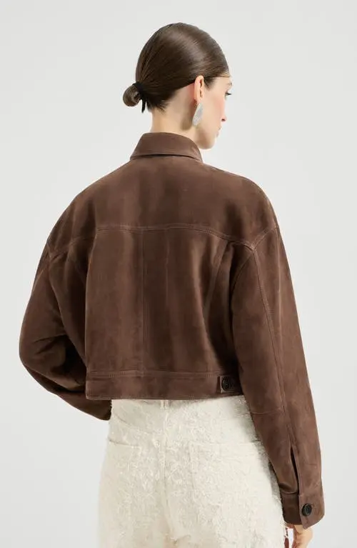 Brunello Cucinelli Couture Suede Cropped Outerwear Jacket