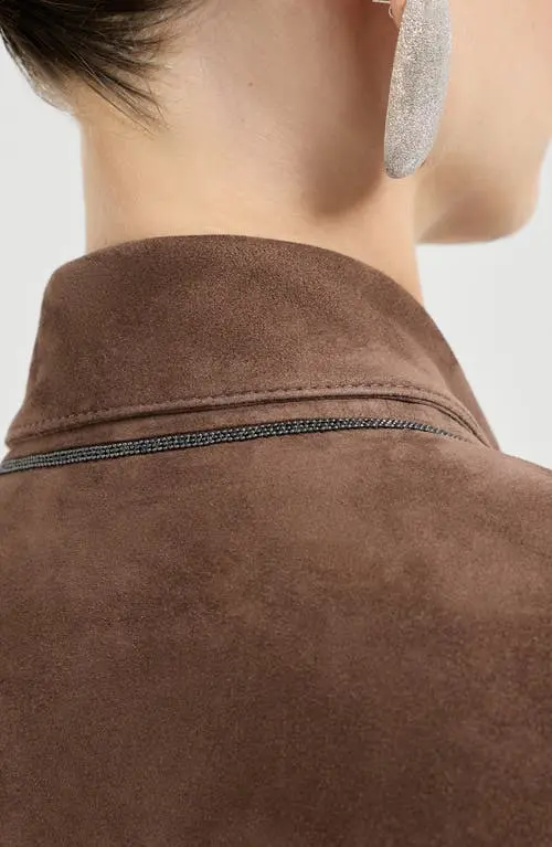 Brunello Cucinelli Couture Suede Cropped Outerwear Jacket