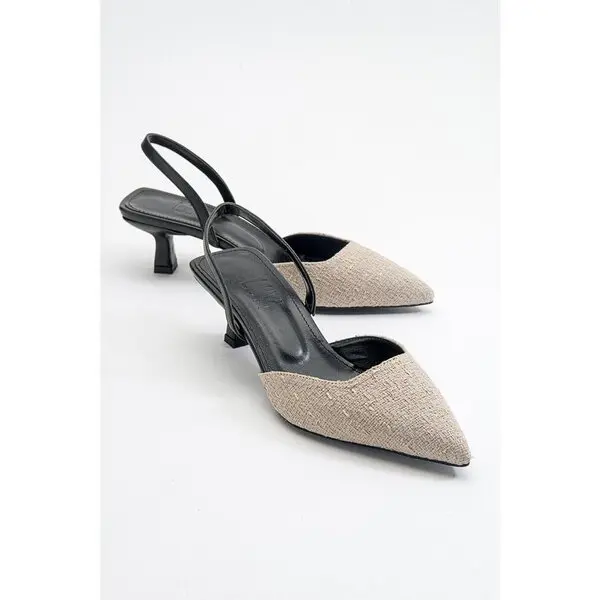 PROLOGUE SHOES Pointed Toe Slingback Pumps - Cream