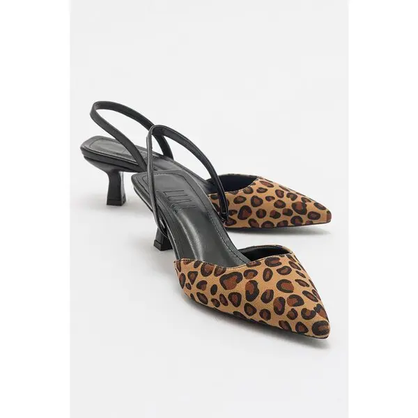 PROLOGUE SHOES Pointed Toe Slingback Pumps - Leopard Pattern