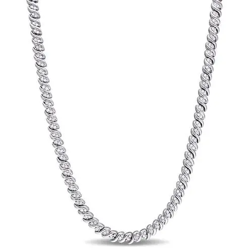 JULIANNA B. 1 Ctw Diamond Braided Tennis Necklace - Sterling Silver