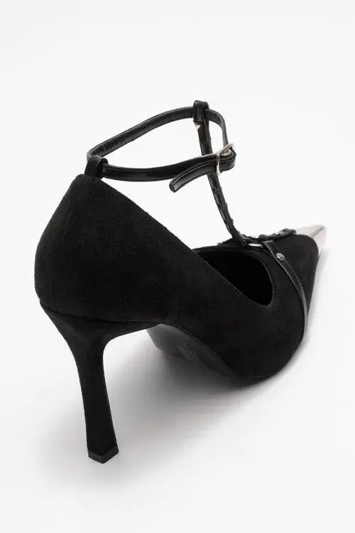PROLOGUE SHOES Juliana Pointed Toe Pump - Black Suede