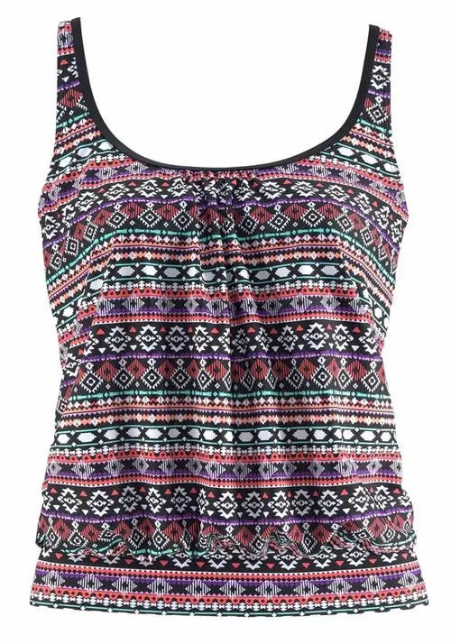 LASCANA Oversized Tankini Top - Black Multi