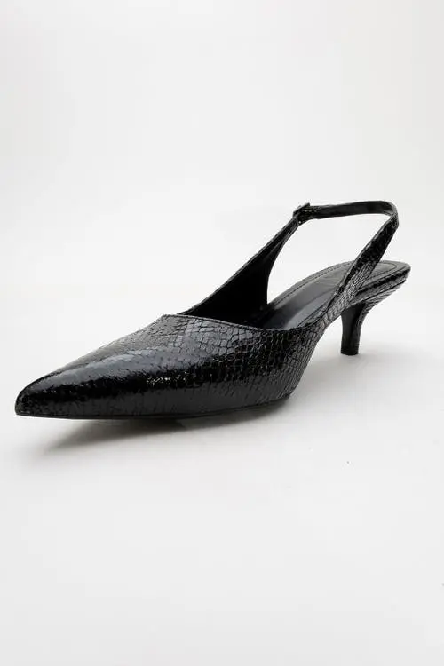 PROLOGUE SHOES Pointed Toe Slingback Pumps - Black